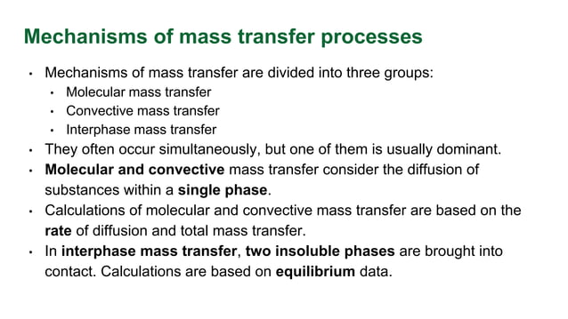 Overview of mass transfer mechanisms | PPT