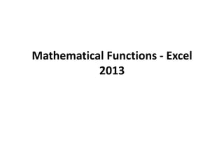 2. mathematical functions in excel | PDF