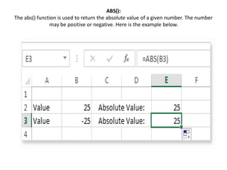 2. mathematical functions in excel | PDF