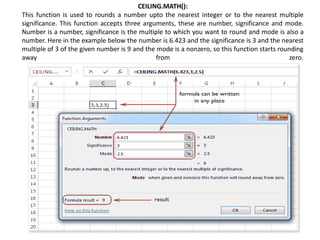 2. mathematical functions in excel | PDF