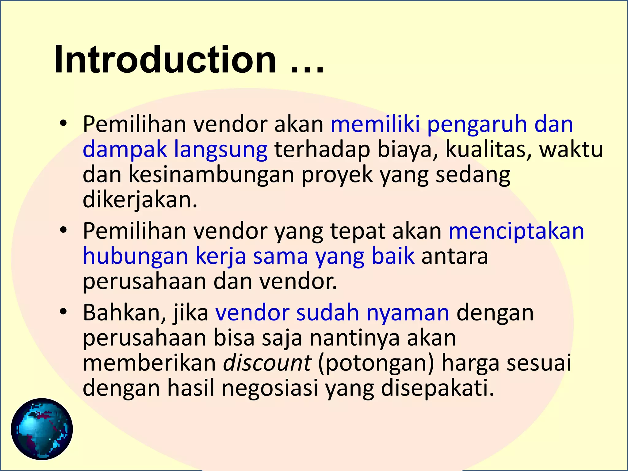 Vendor Selection _Materi Training "VENDOR MANAGEMENT" | PPTX