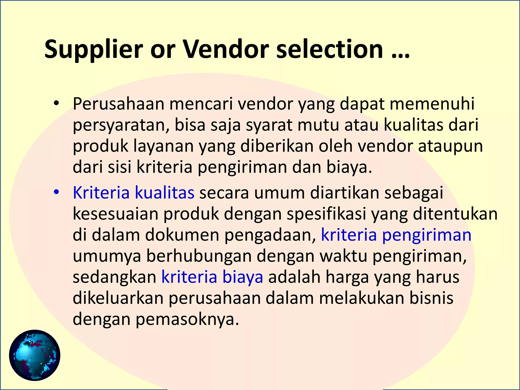 Vendor Selection _Materi Training "VENDOR MANAGEMENT" | PPTX