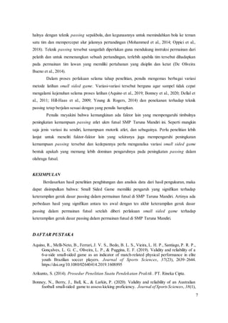 Pengaruh Small Sided Game Terhadap Keterampilan Teknik Dasar Passing ...