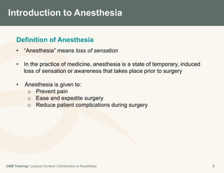 Introduction to Anesthesia | PPTX