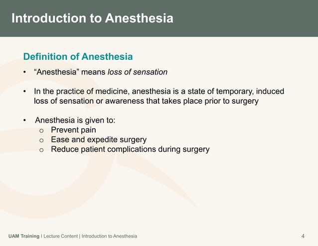 Introduction to Anesthesia | PPTX | First Aid | Injuries