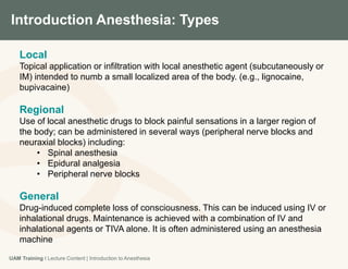 Introduction to Anesthesia | PPTX | First Aid | Injuries