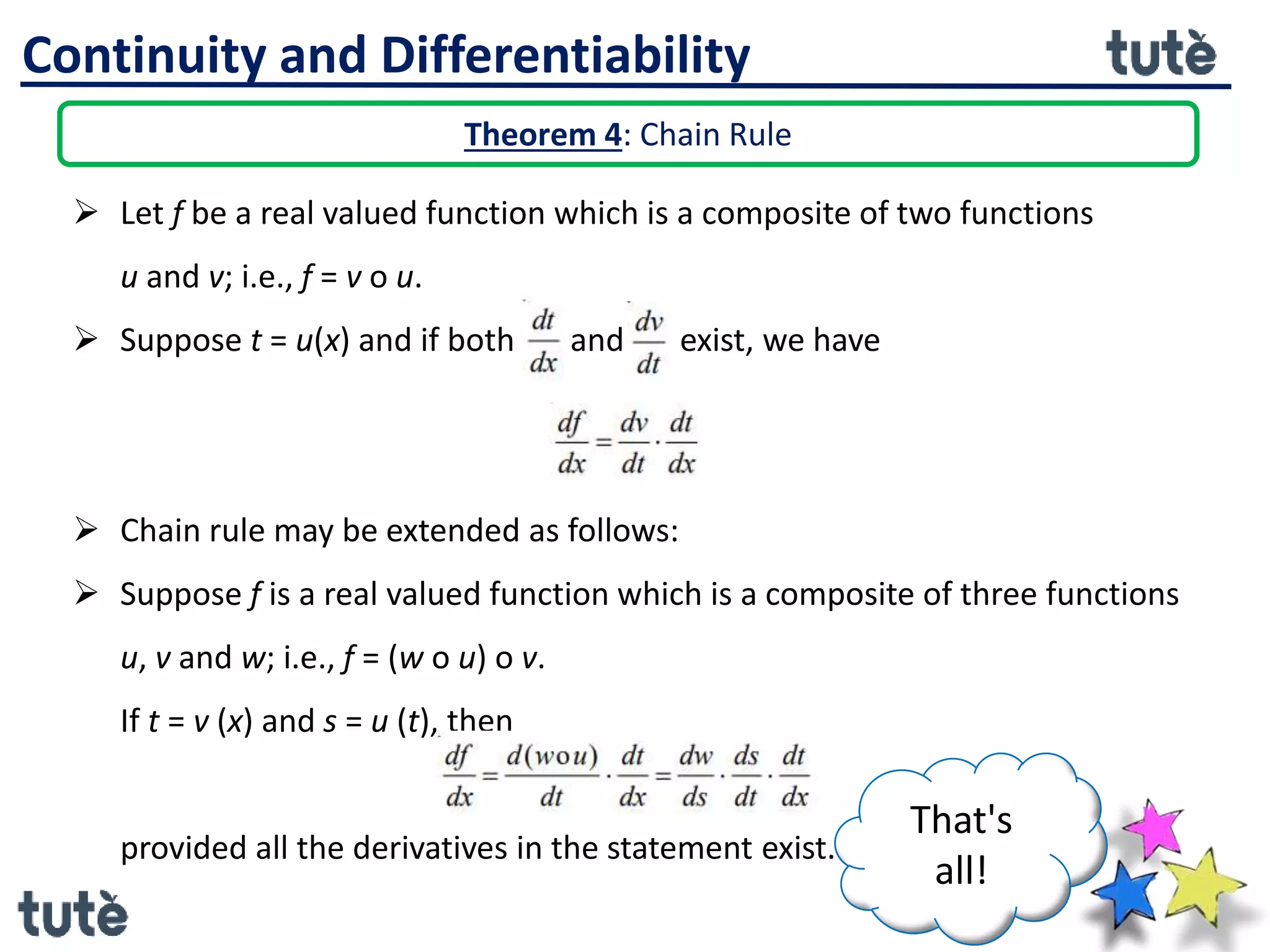 continuity and differentiability - differentiation introduction, chain rule | PPTX