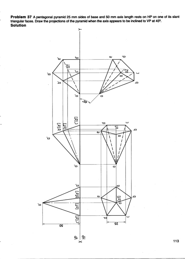 Projection of Solids- Engineering Graphics | PDF
