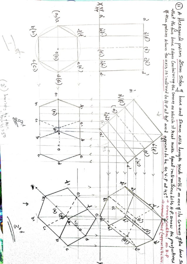 Projection of Solids- Engineering Graphics | PDF