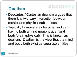 Mind body relationship: Historical perspective|Health psychology ...