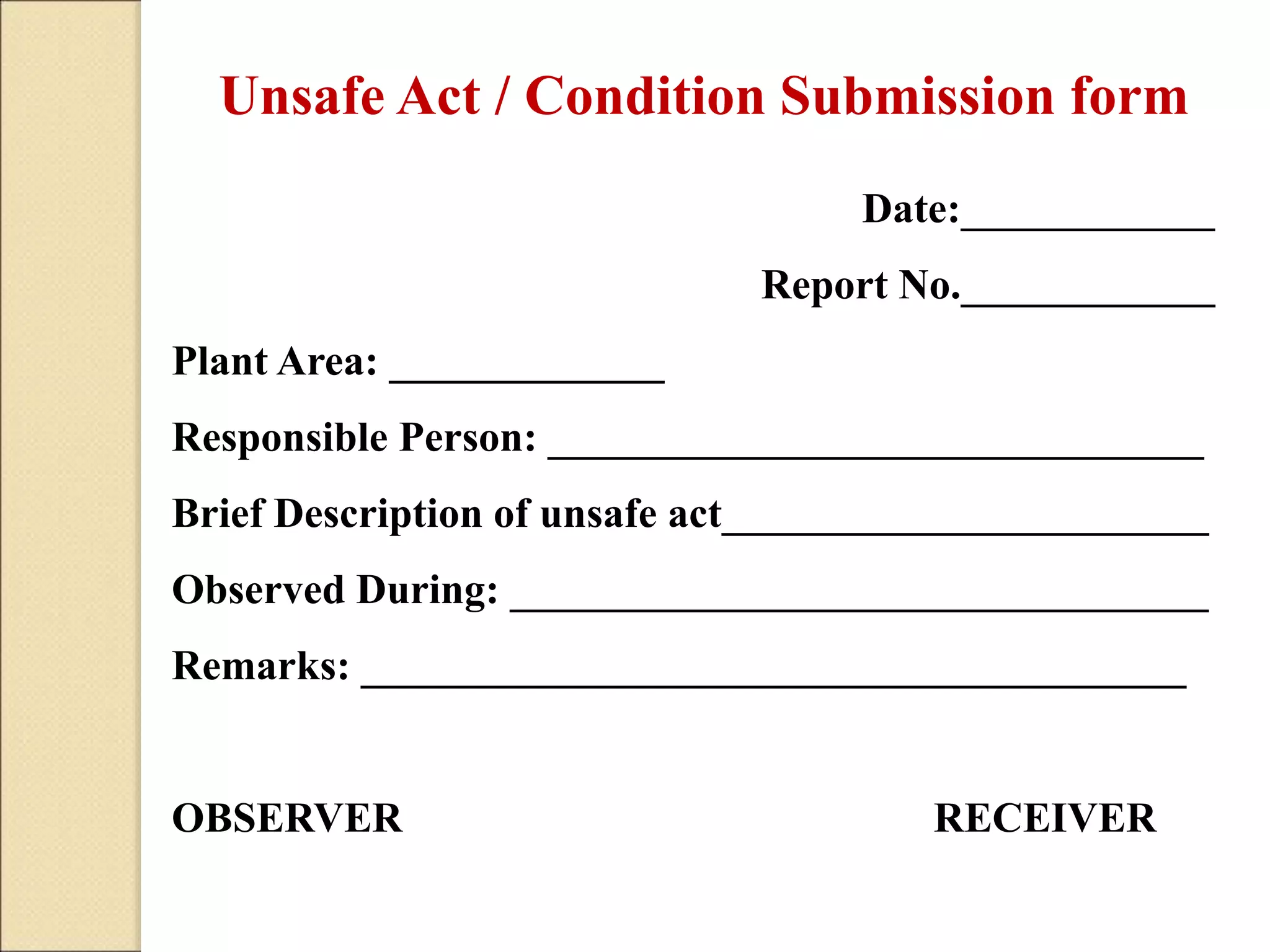 Unsafe Act and Unsafe condition | PPT