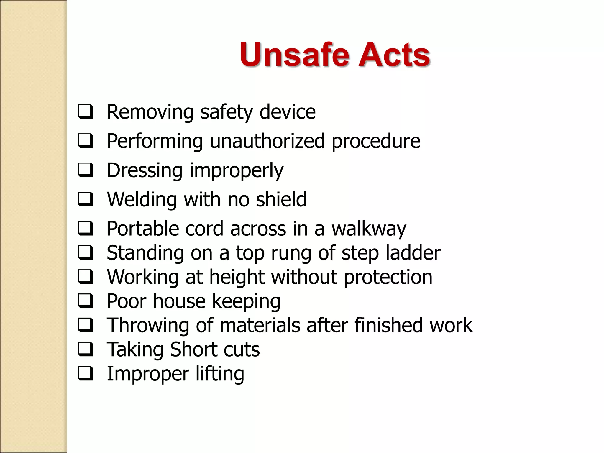 Unsafe Act and Unsafe condition | PPT