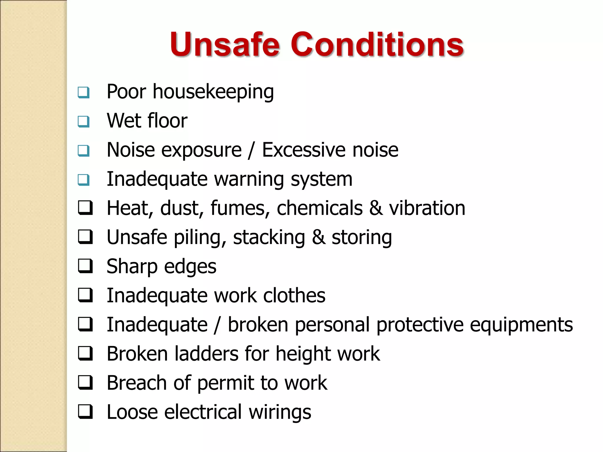 Unsafe Act and Unsafe condition | PPT