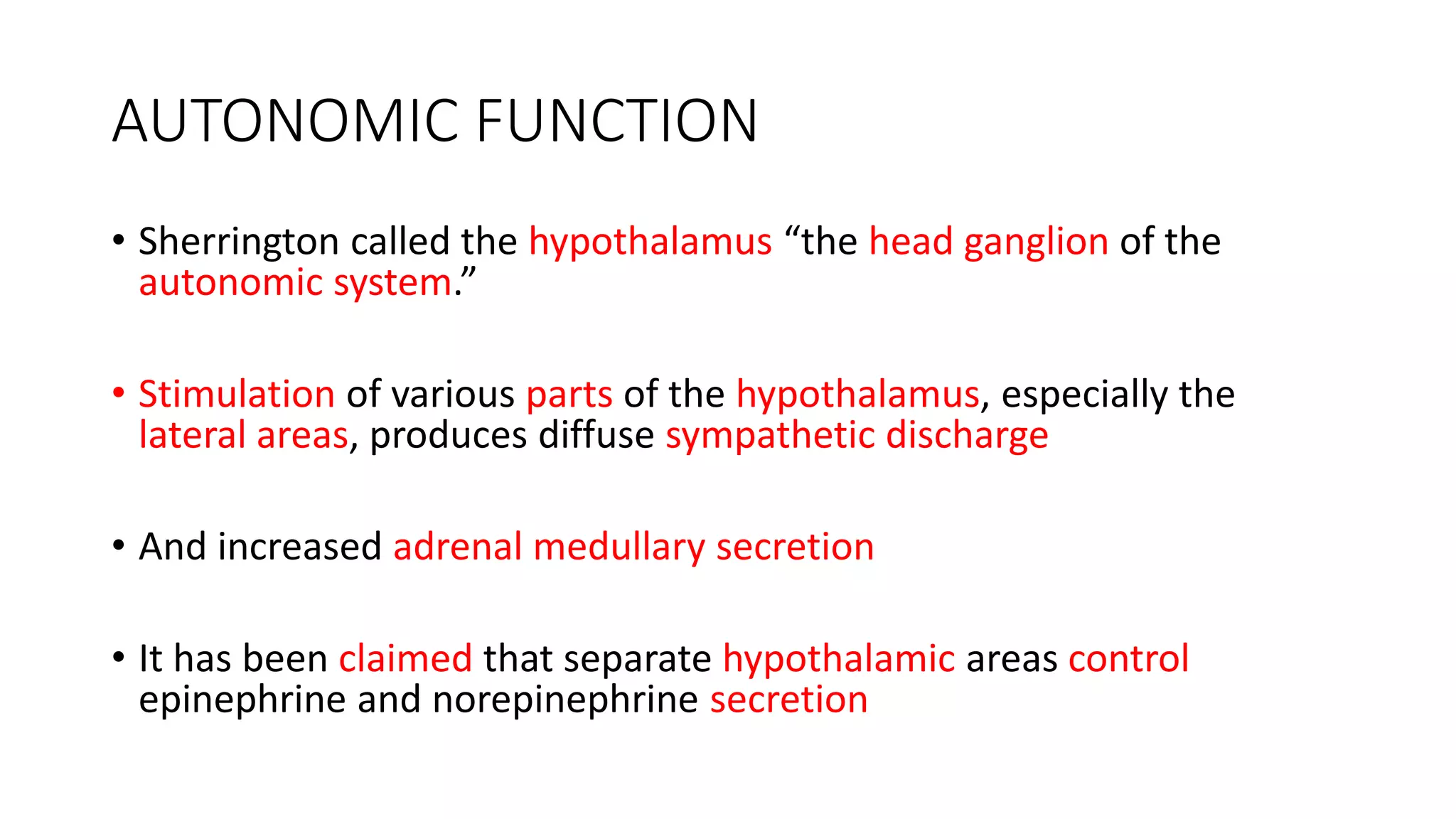 2. hypothalamic regulation of hormonal functions | PPTX