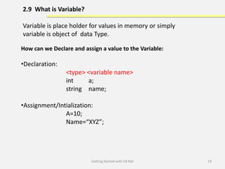 2.Getting Started with C#.Net-(C#) | PDF | Programming Languages | Computing