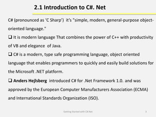 2.Getting Started with C#.Net-(C#) | PDF | Programming Languages | Computing