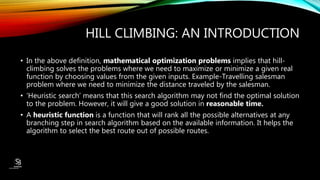 Hill climbing algorithm | PPTX