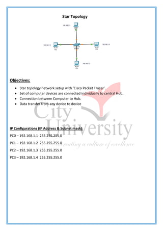 Star Topology Diagram In Cisco Packet Tracer