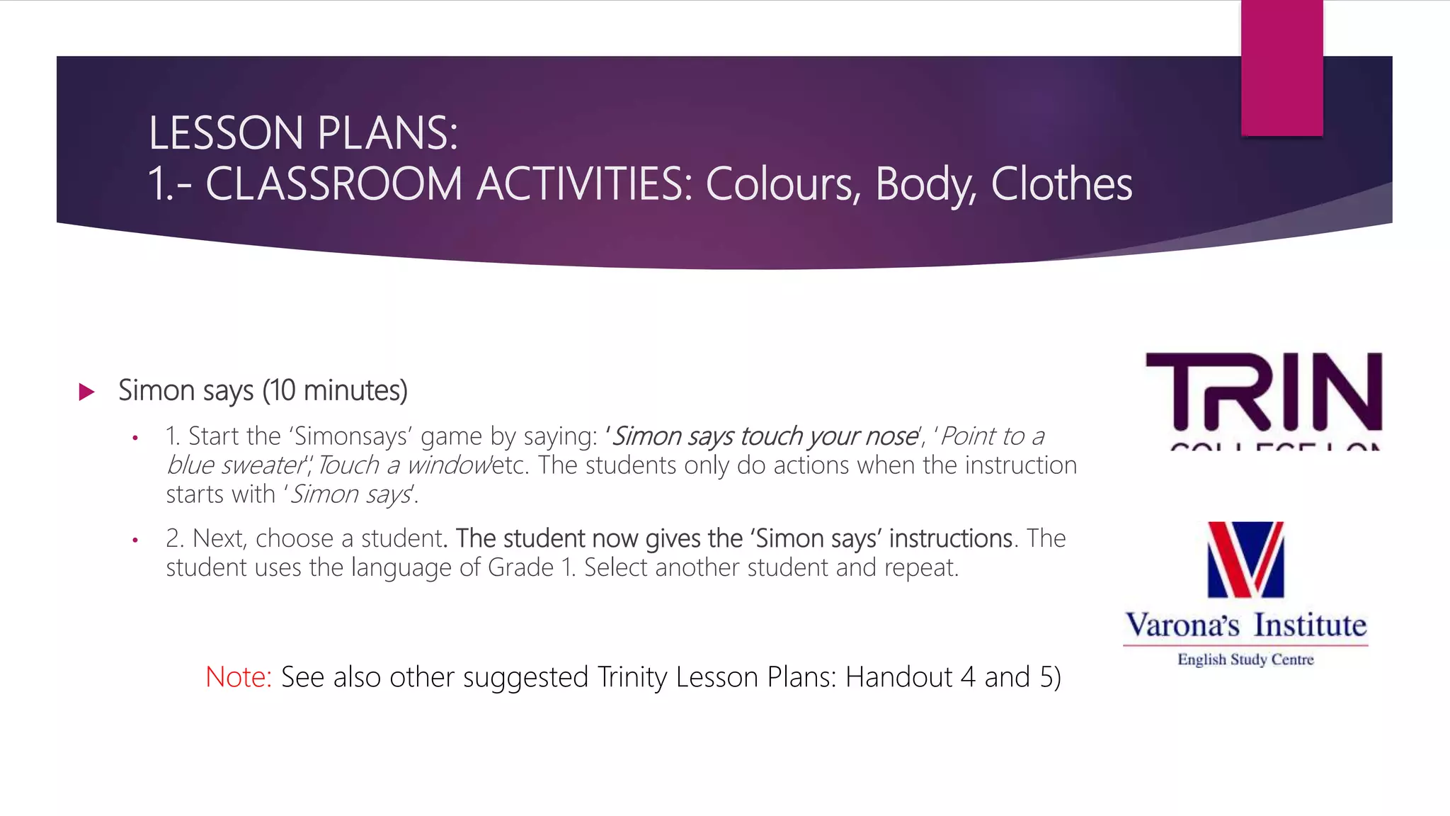 2. TRINITY GESE 1 - LESSON PLANS | PPSX