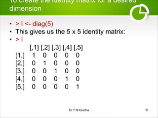 working with matrices in r | PDF | Programming Languages | Computing
