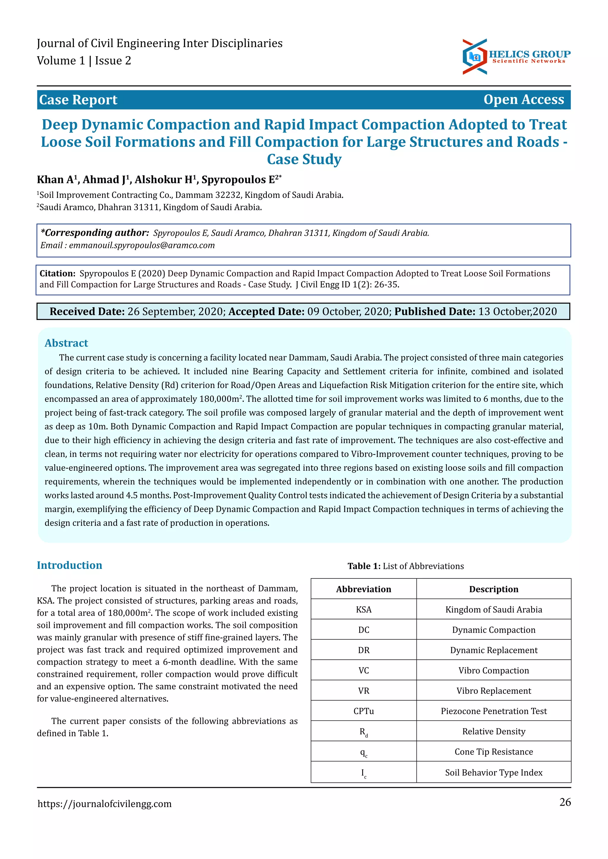 Deep Dynamic Compaction and Rapid Impact Compaction Adopted to Treat ...