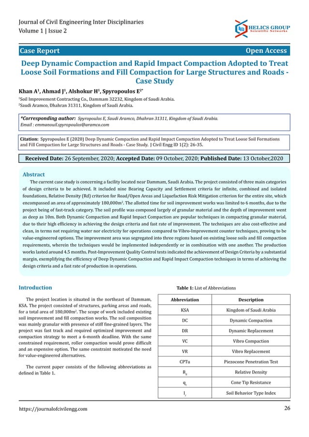 Deep Dynamic Compaction and Rapid Impact Compaction Adopted to Treat ...