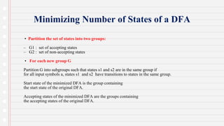 minimization the number of states of DFA | PPTX