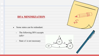 minimization the number of states of DFA | PPTX