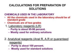 calculations for preparation of solutions | PPT