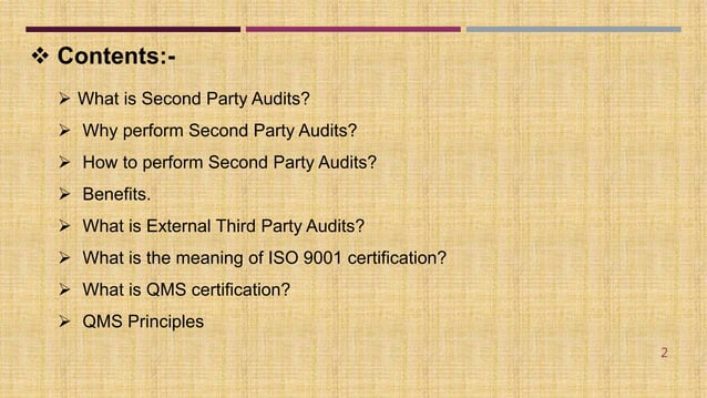 Second Party Audit and External Third Party Audit | PPTX