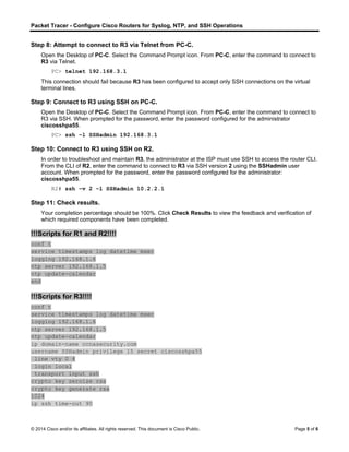 2.5.1.2 packet tracer configure cisco routers for syslog, ntp, and ssh operations instructor ...