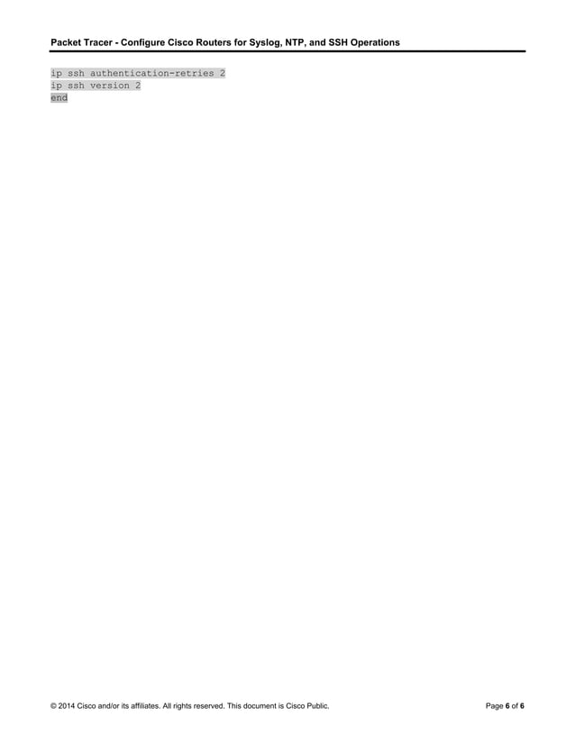 2.5.1.2 packet tracer configure cisco routers for syslog, ntp, and ssh operations instructor ...