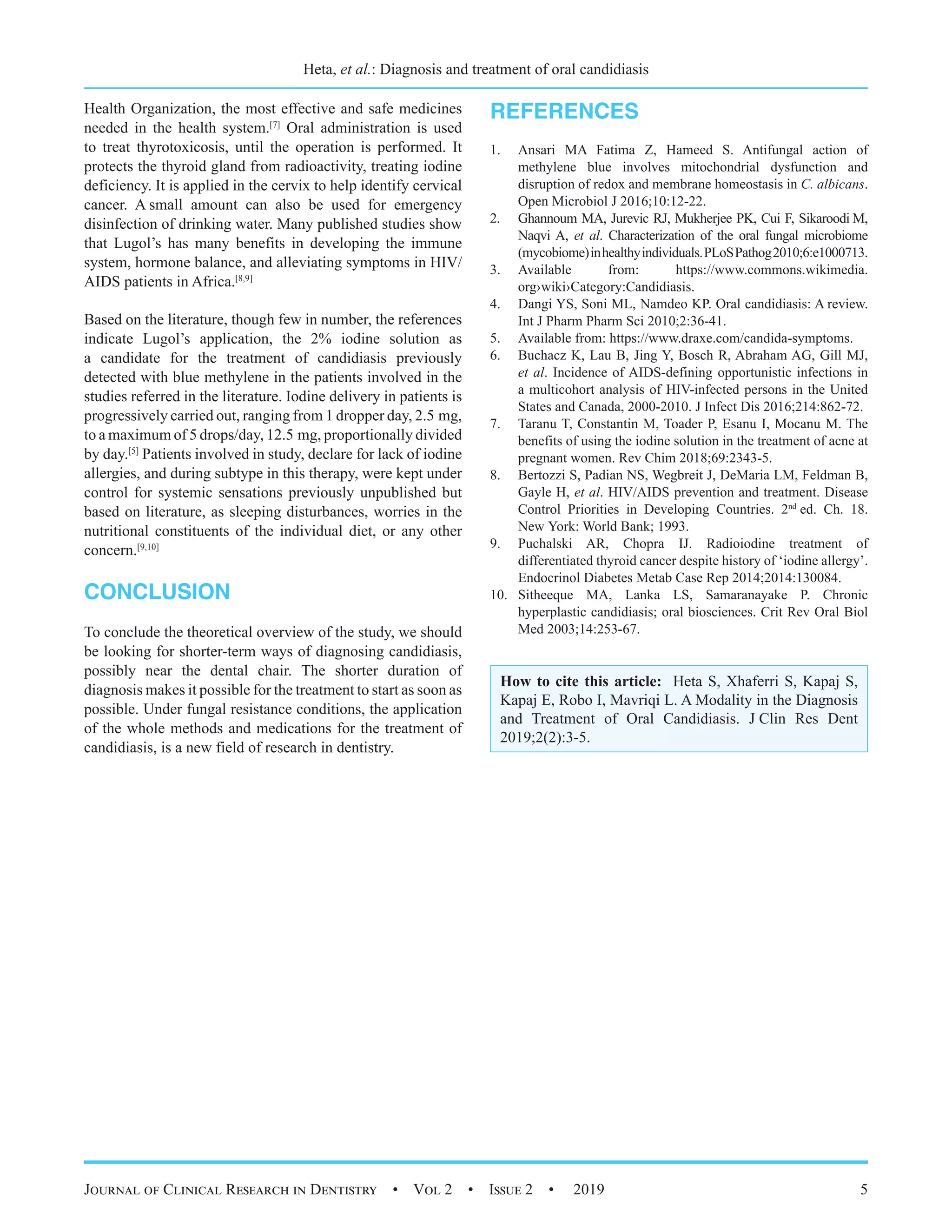 A Modality in the Diagnosis and Treatment of Oral Candidiasis | PDF
