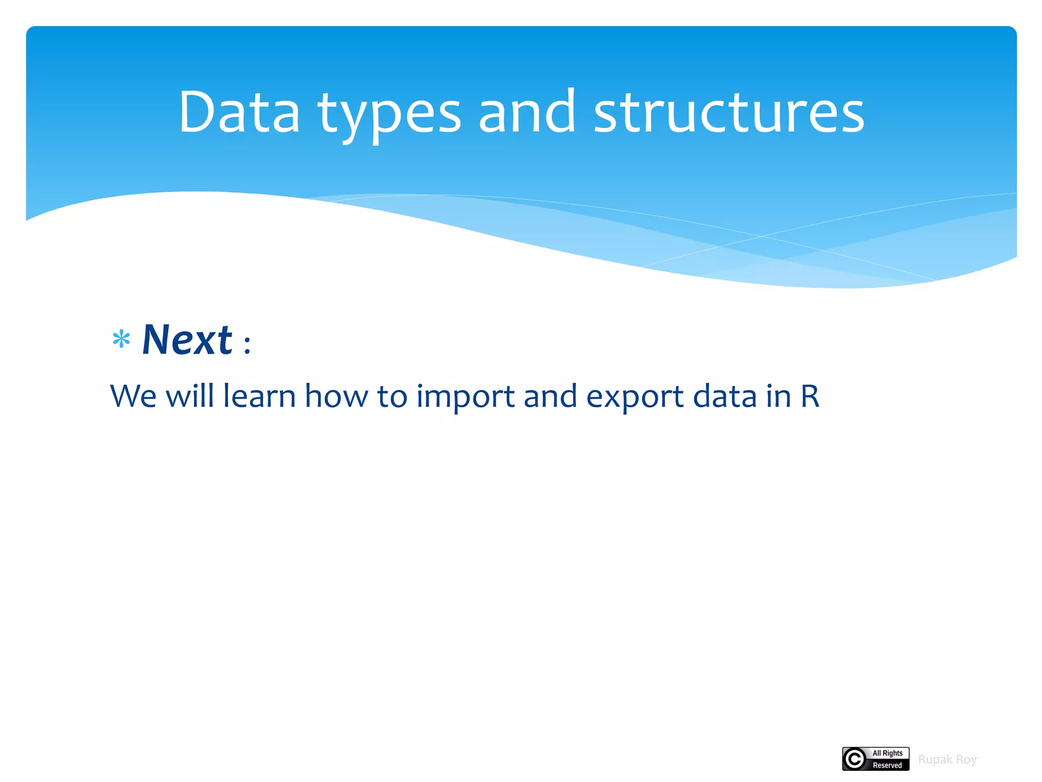 Data Types and Structures in R | PDF