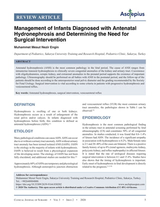 Management of Infants Diagnosed with Antenatal Hydronephrosis and ...