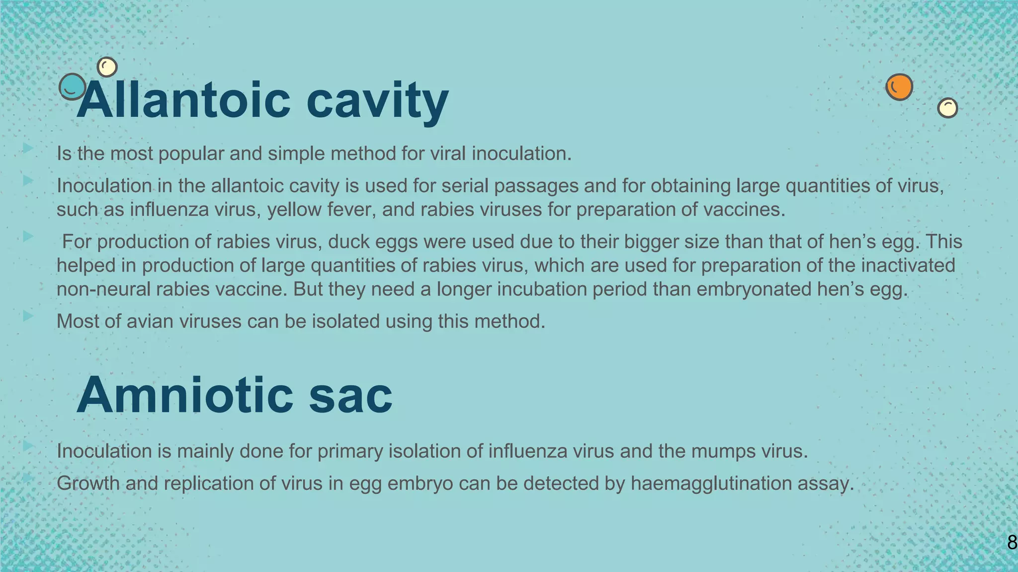 CULTIVATION OF VIRUS : Embryonated eggs | PPTX