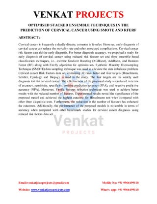 OPTIMISED STACKED ENSEMBLE TECHNIQUES IN THE PREDICTION OF CERVICAL ...