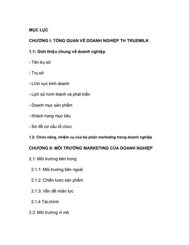 Tiểu luận marketing tại TH TRUEMILK -NHẬN BÀI MIỄN PHÍ ZALO: 0777.149.703