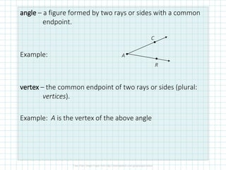 2.1 Naming and Measuring Angles | PPT