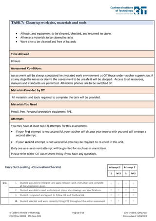 2. Practical assessment Carry out Levelling Operations | DOCX