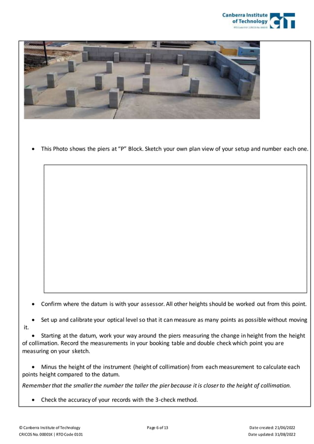 2. Practical assessment Carry out Levelling Operations | PDF