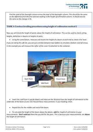 2. Practical assessment Carry out Levelling Operations | DOCX