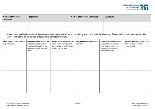 Practical Assessment 2 - Identify construction work hazards and select ...