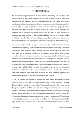 Fake News Detection on Social Media using Machine Learning | PDF