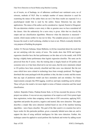 Fake News Detection on Social Media using Machine Learning | PDF