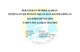 PEMETAAN KI KD Kelas 6 Tahun 2022.doc