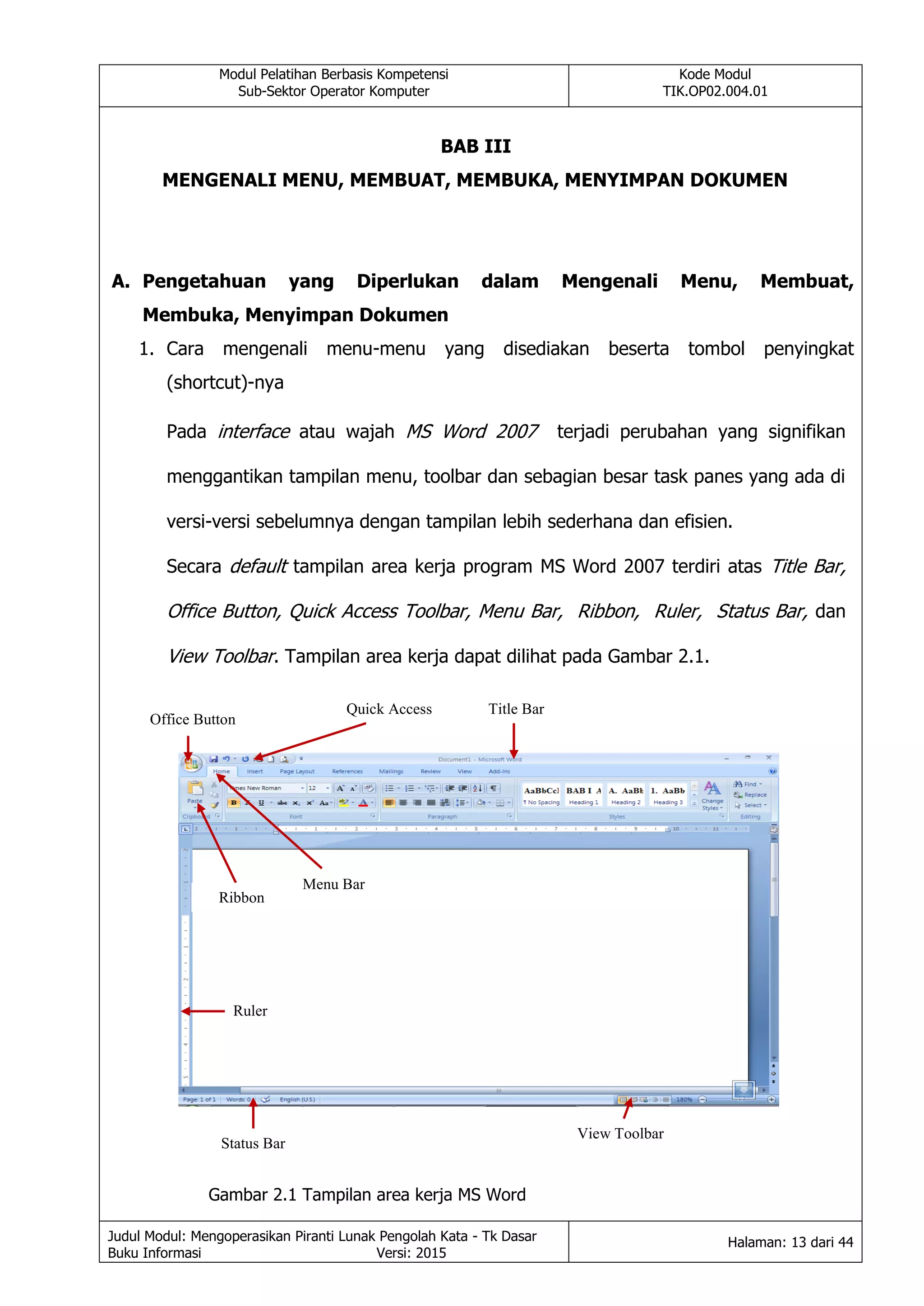 Modul Perangkat Lunak Pengolah Kata | PDF