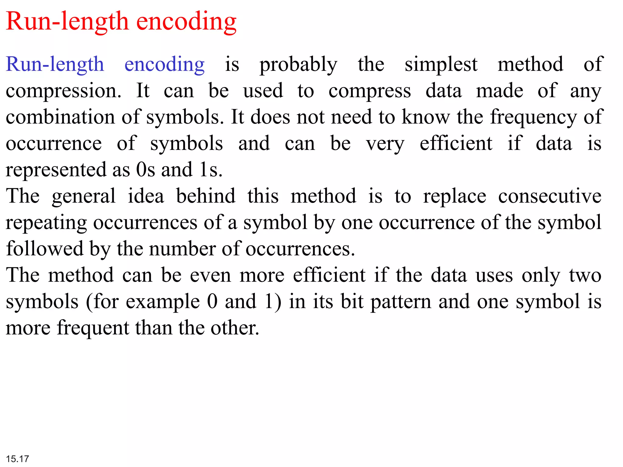 2 3 Unit Ii Text Compression A Outline Compression Techniques Run Length Coding Ppt