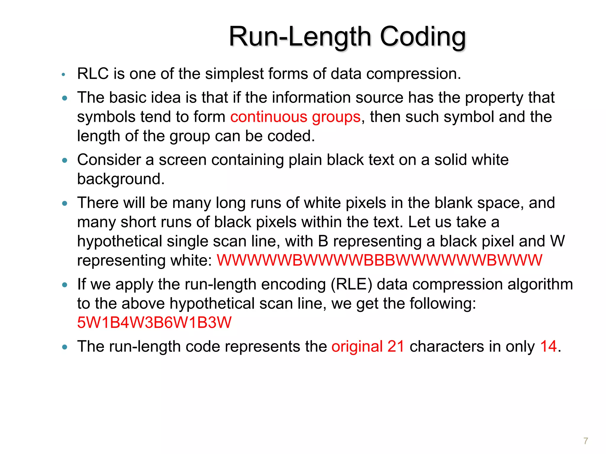 23 Unit Ii Text Compression A Outline Compression Techniques Run Length Codingppt