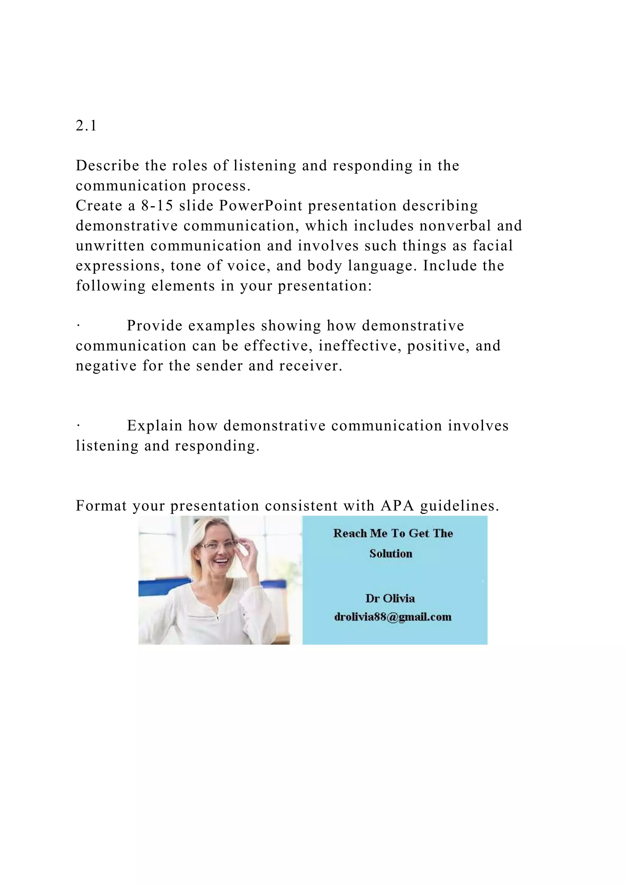 2.1Describe the roles of listening and responding in the commu.docx